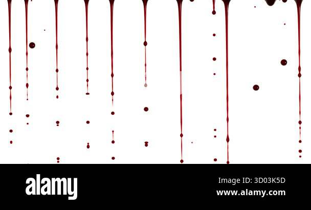 Slow Motion Shot of Red Blood Dripping and Flowing in Thin Streams on a ...