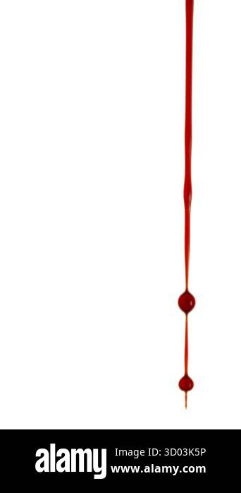Slow Motion Shot of Red Blood Dripping and Flowing in Thin Streams on a ...