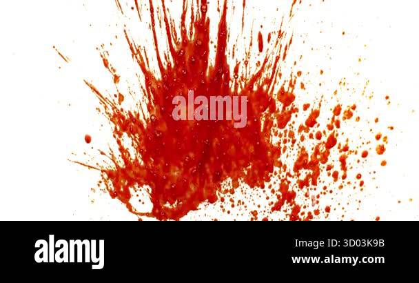 Blood Splash in Real Time Speed. Red Liquid Impact on White Background ...