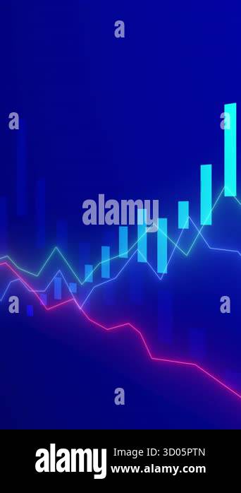 A dynamic vertical graphic of a stock market graph with a rising trend ...