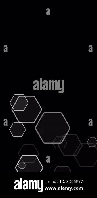A subtle vertical loop featuring minimalist white hexagon and line ...