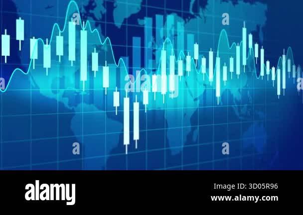 A dynamic motion graphic featuring a combination of a candlestick chart ...