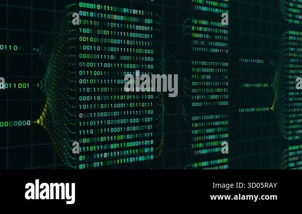 A classic and versatile motion graphic featuring cascading green binary ...