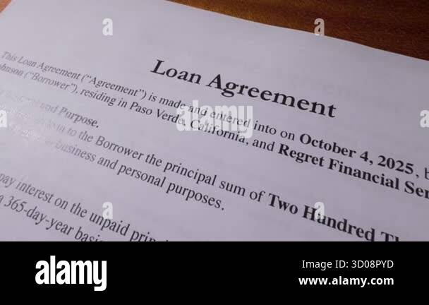 Loan Agreement Paper Contract Signature Finance Document 2. High ...