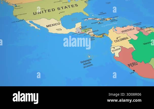 Belize Colorful 2D Animated Political Map of Central America ...