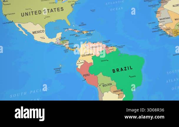 Peru Colorful 2D Animated Political Map Zooming Into South America ...