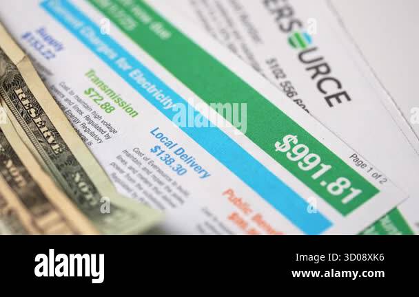Connecticut Eversource Electric Bill Close-up Showing Public Benefits ...