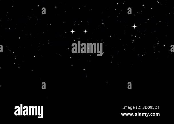 Glittering white stars twinkle and shine against a vast black ...