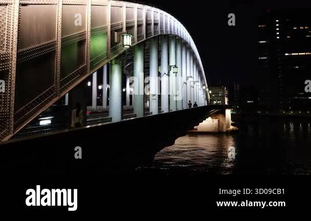 Kachidoki Bridge, Japan Tokyo Night May 2025 Stock Video Footage - Alamy