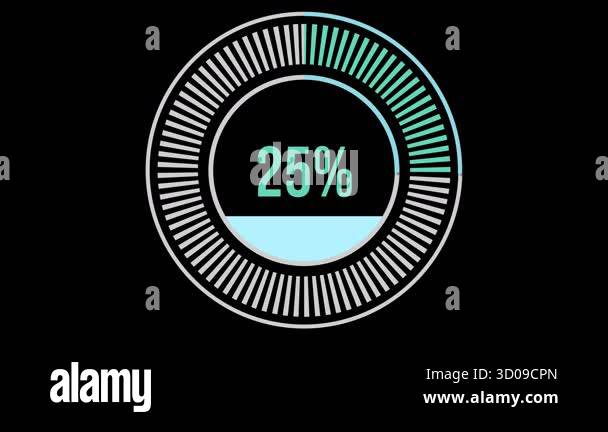 Circular percentage bars increment from 10% to 100% with smooth ...