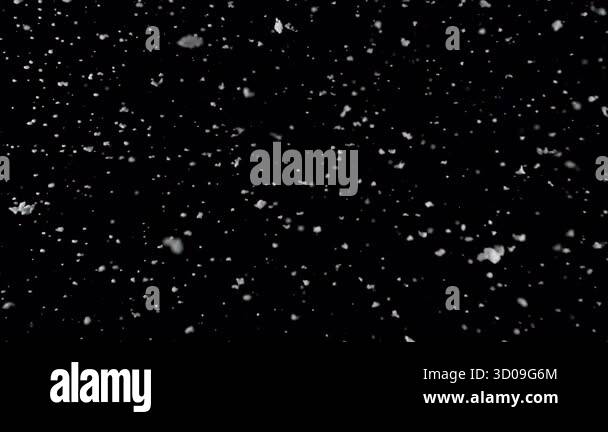 Super Slow Motion Shot of Falling Real Snow Isolated on Black ...