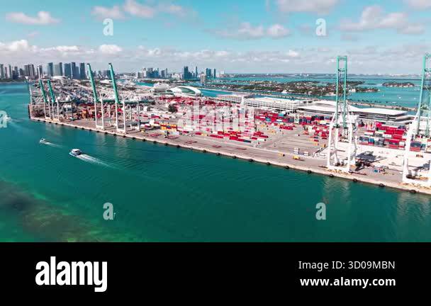 Miami, Florida, USA - April 02, 2025: Freight container of cargo. Port ...