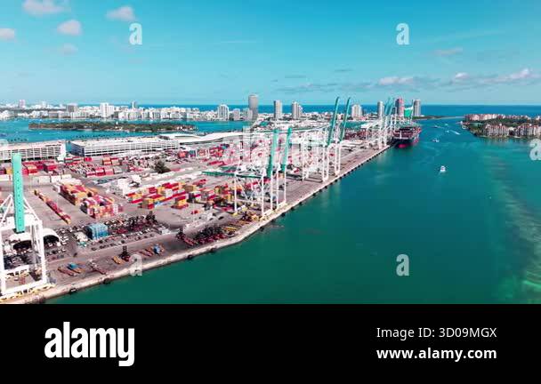 Miami, Florida, USA - April 02, 2025: Freight container of cargo. Port ...
