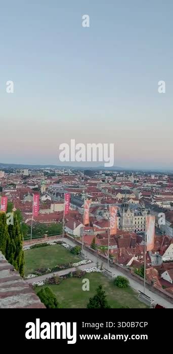 Panoramic view of Graz city, Austria. Panoramic view showcasing Graz ...