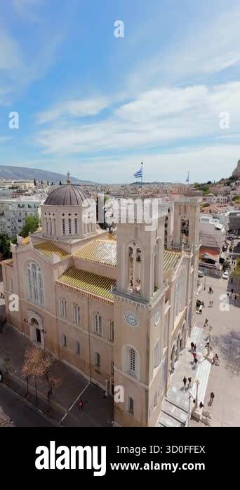Cinematic FPV drone flight over the Metropolitan Cathedral of Athens ...
