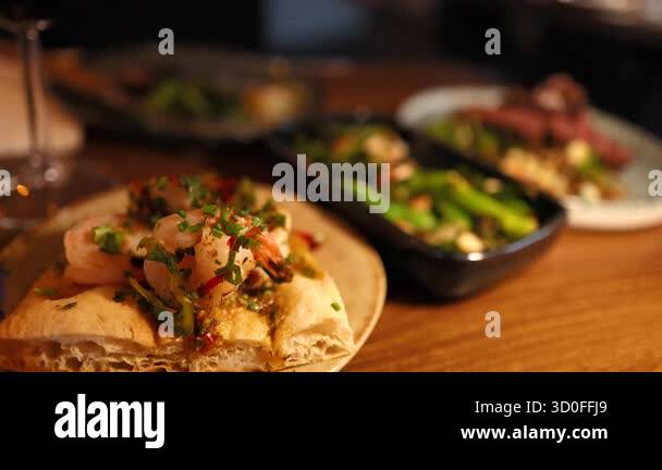 Shrimp on bread with lemon juice Stock Video Footage - Alamy
