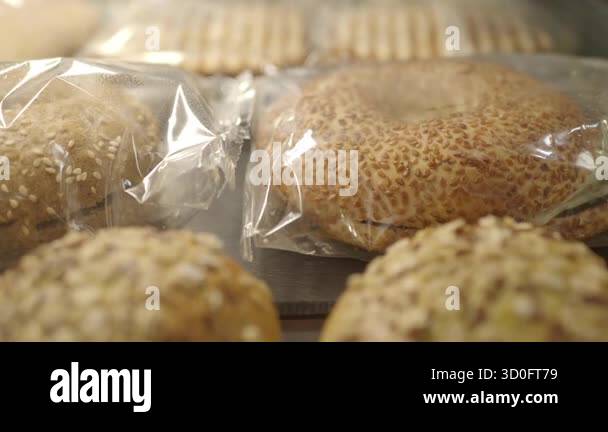 Fresh bakery items in a plastic packet on display at local shop in ...