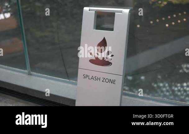Splash Zone Sign With Water Droplet Icon Outdoors Near Glass Window ...