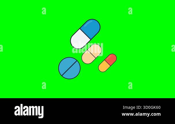Healthcare Medicine Pills and Capsules Moving Seamlessly in Flat Vector ...