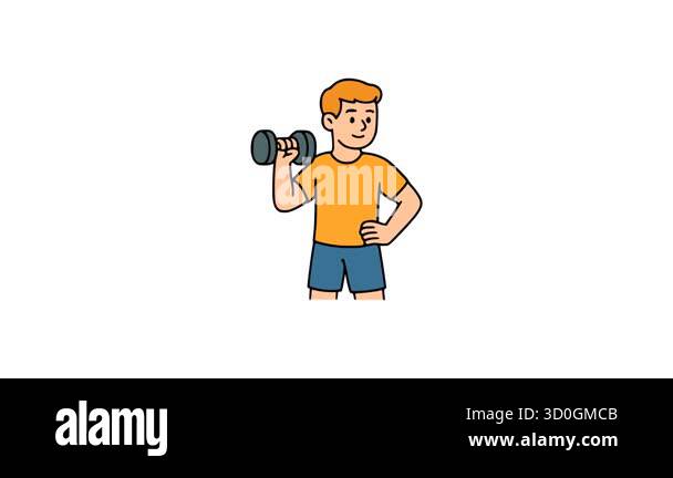 Fitness Animation of Male Character Doing Weight Training for Health ...