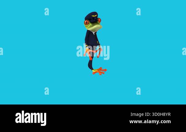 Frog wearing pilot uniform standing confidently Stock Video Footage - Alamy