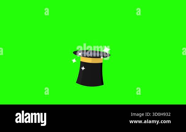 magic hat, animated magic hat blink magic trick 4k looping green screen ...
