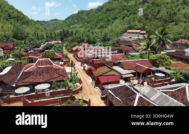 Aerial view of Wotawati village, Gunungkidul, a village that resembles ...