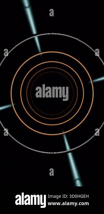 Futuristic endless journey through a dark tunnel with glowing ...