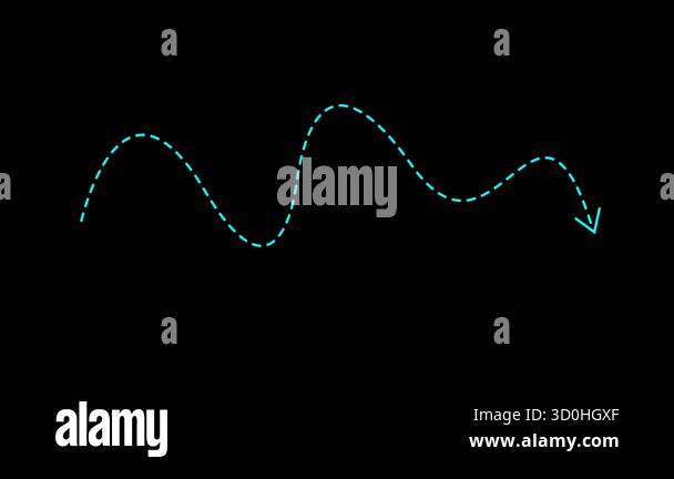 Animated dotted line showing direction and movement on a black ...