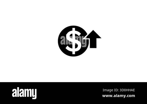Animated dollar sign with upward arrow isolated on white background ...
