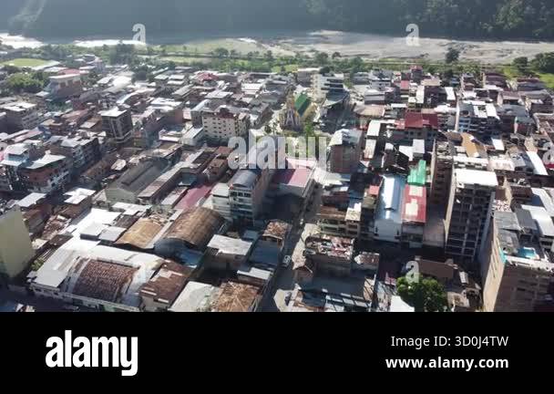 Aerial view of the beautiful city of La Merced - Chanchamayo located in ...