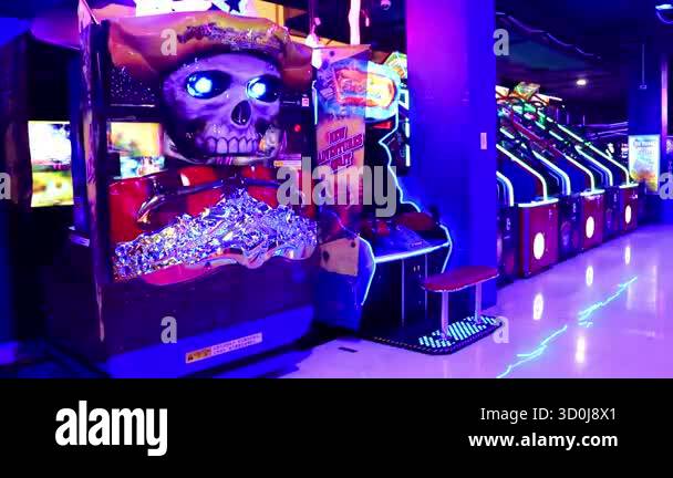 Kathu Phuket Thailand 10. June 2018 Colorfully illuminated arcade with ...