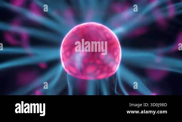 Plasma globe with noble gas inside and with filaments extending from ...