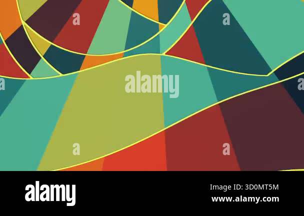 Digital seamless loop animation of a colorful flat wavy surface ...
