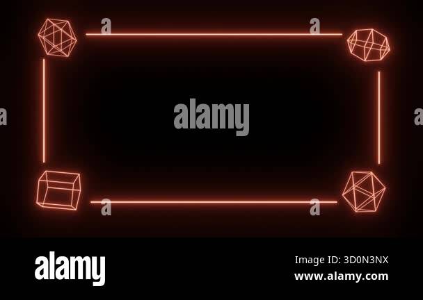 Glowing neon geometric shapGlowing neon geometric shapes, including 3D ...