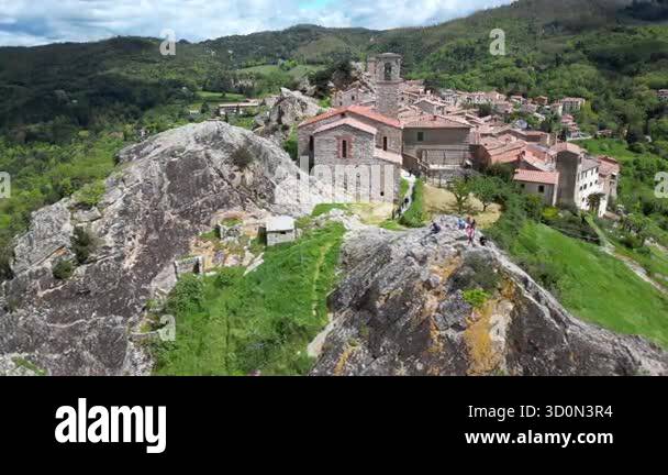 Italy 09,26,2025 Aerial view of Roccatederighi, a hamlet of the Italian ...