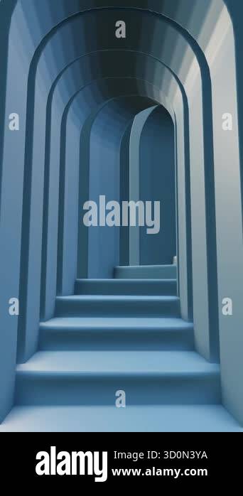 3D Archway Corridor Animation with Forward Motion in Vertical View. A ...