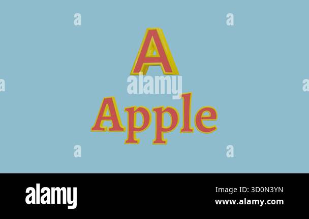 Animated 3D letter A and word Apple performing an oscillating spin ...