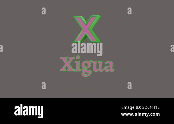 Vibrant 3D letter X and Xigua, pink and green contrasting colors ...