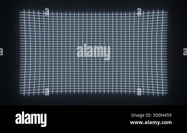 A dynamic visual effect of a neon glowing grid that waves and distorts ...