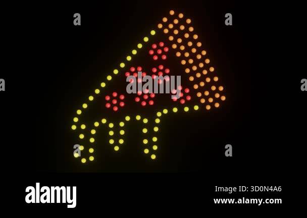 Flashing Neon Dot Pizza Slice on Black Background Stock Video Footage ...