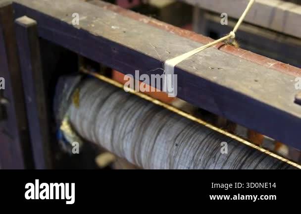traditional silk production process carefully create silk fabric from ...