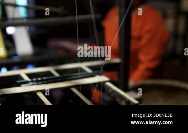 traditional silk production process carefully create silk fabric from ...