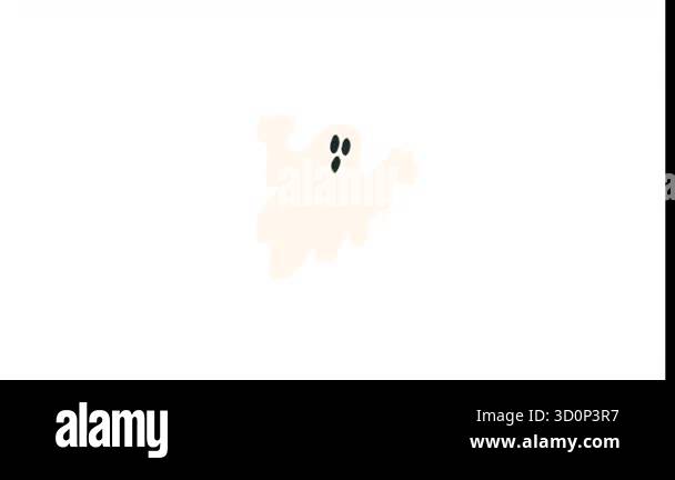 Classic ghost character drawn by hand in cartoon style. Loop animation ...