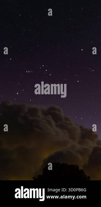 Vertical timelapse showing the Orion constellation slowly descending ...