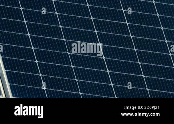 Close up of modern solar panels capturing sunlight with geometric ...