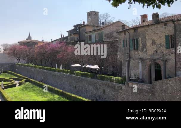 Italian Garden and statue in Volta Mantovana and. High quality video ...