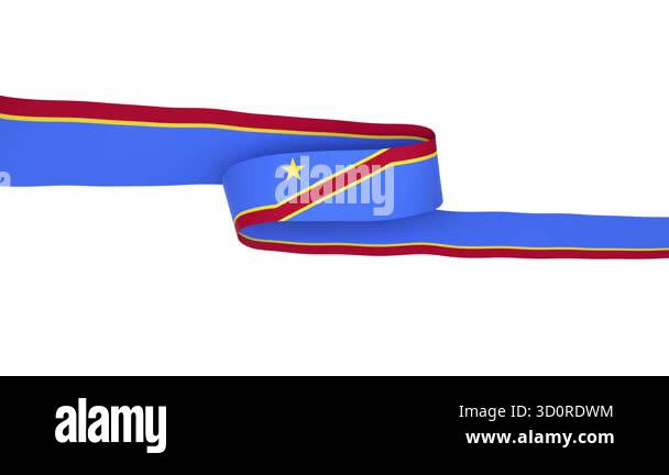 Animated Congo flag waving in the wind on a transparent background ...