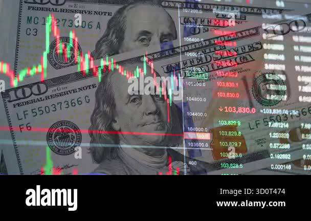 Dynamic. Financial market crash, stock decline. Falling Red Green ...