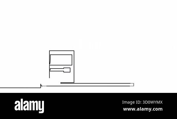 Self drawing line animation small Shop building doodle continuous one ...